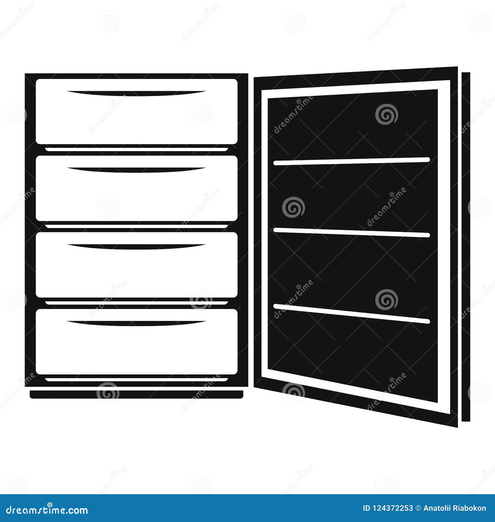 Open Refrigerator Icon, Simple Style Stock Illustration - Illustration ...