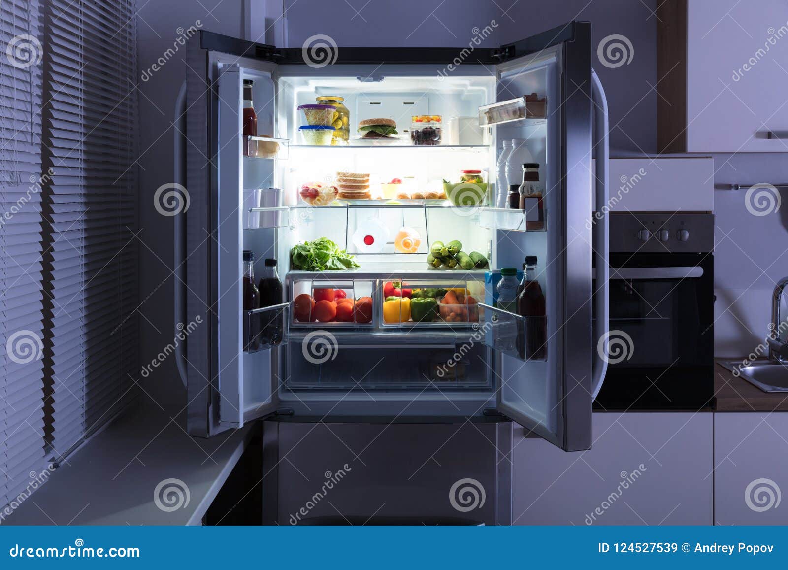 Open Refrigerator in Kitchen Stock Image - Image of house, beverages ...