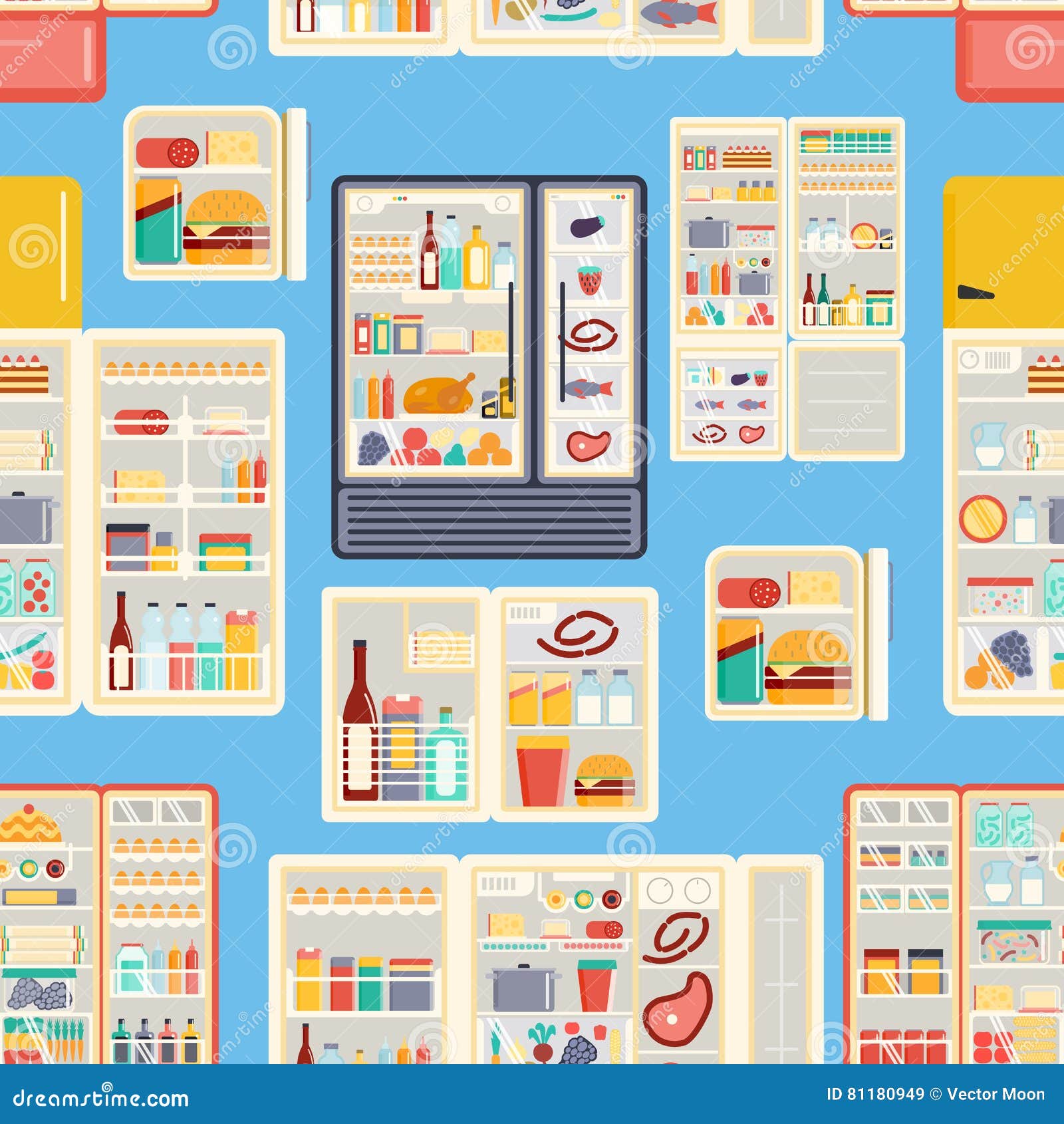 Open Refrigerator Products Vector Pattern. Stock Vector - Illustration ...
