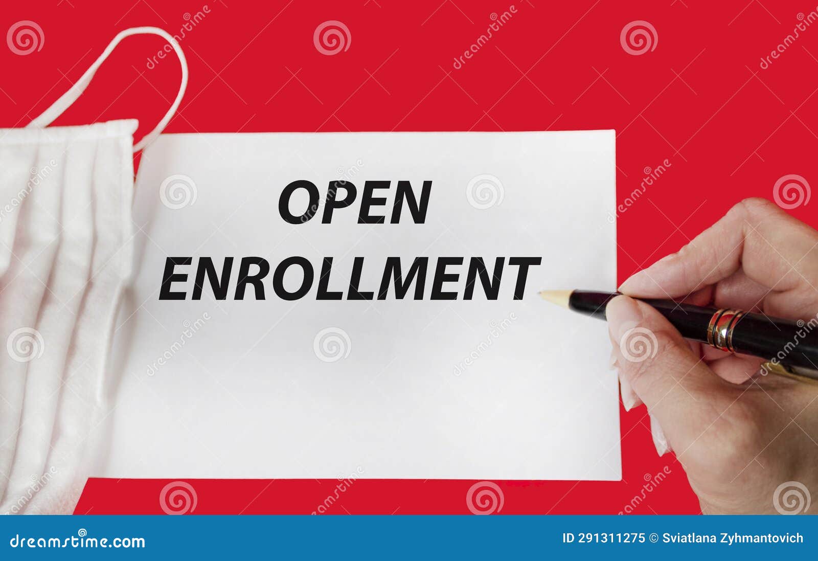 Open Registration. Text and Woman S Hand Holding Pen on Notepad Stock ...