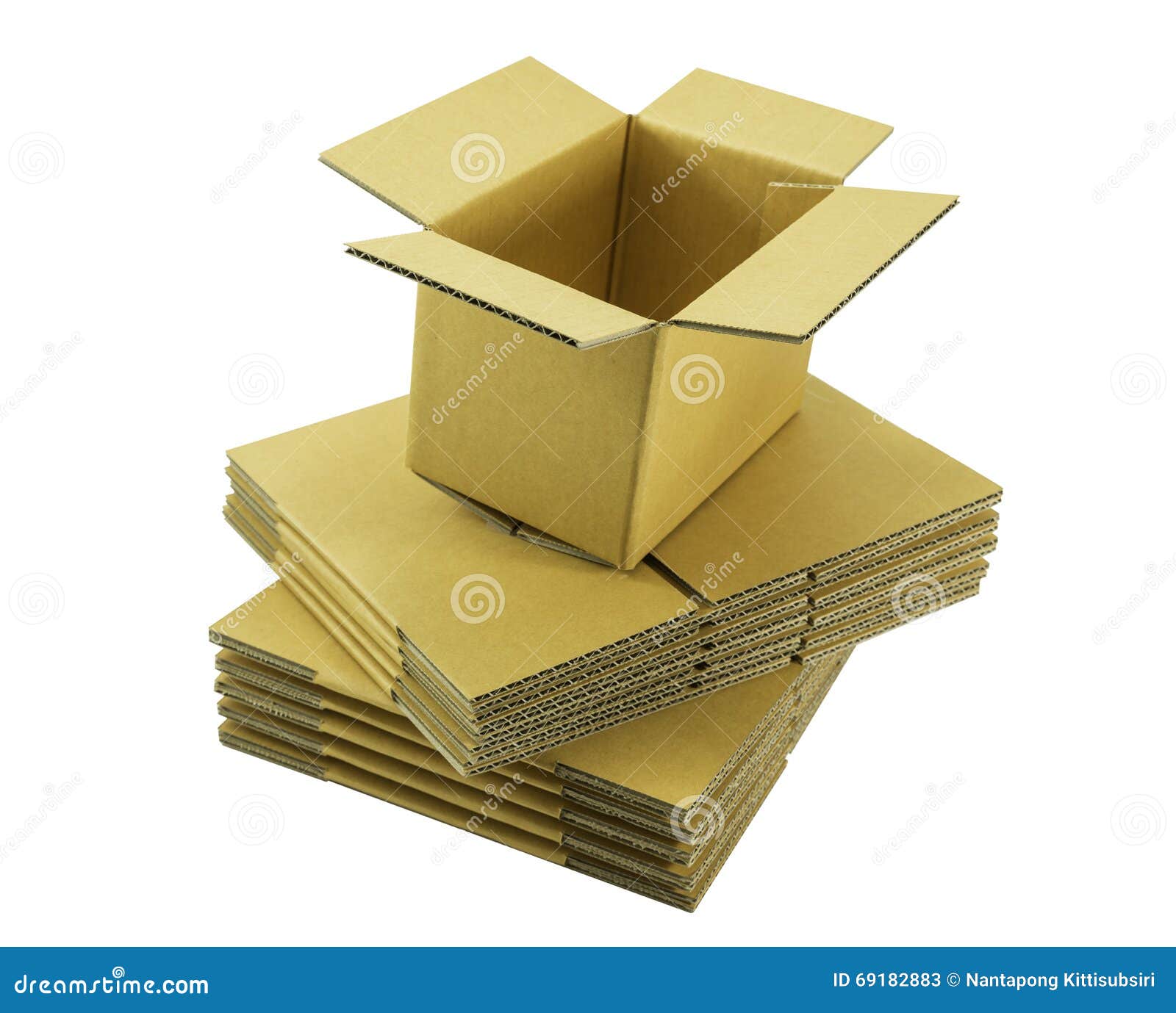 Open Regular Slotted Container Carton on Stacked Box Stock Image ...
