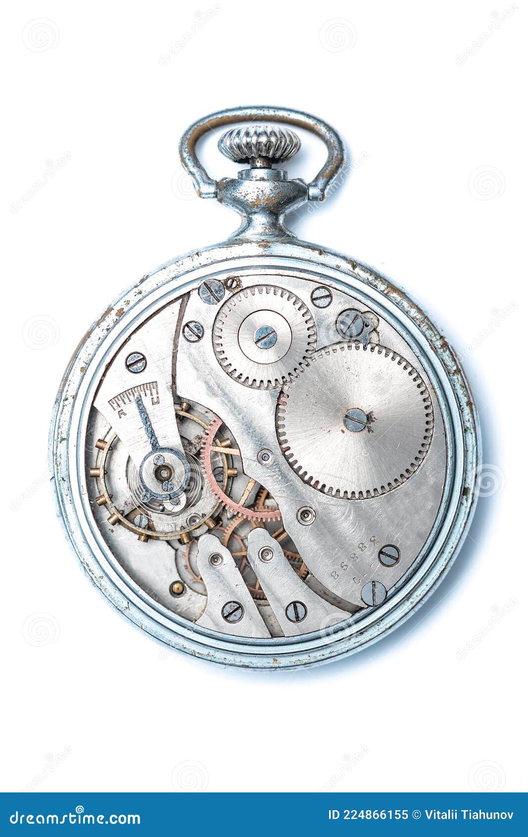 Open Retro Pocket Watch on a White Background Stock Image - Image of ...