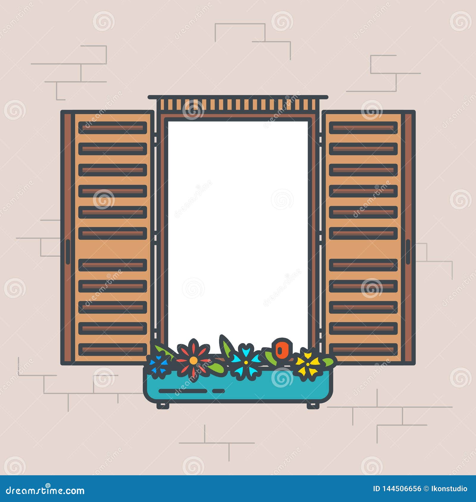 Open retro window stock vector. Illustration of exterior - 144506656