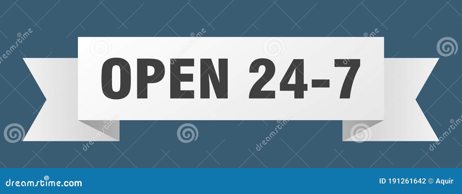 Open 24 7 ribbon. stock vector. Illustration of white - 191261642