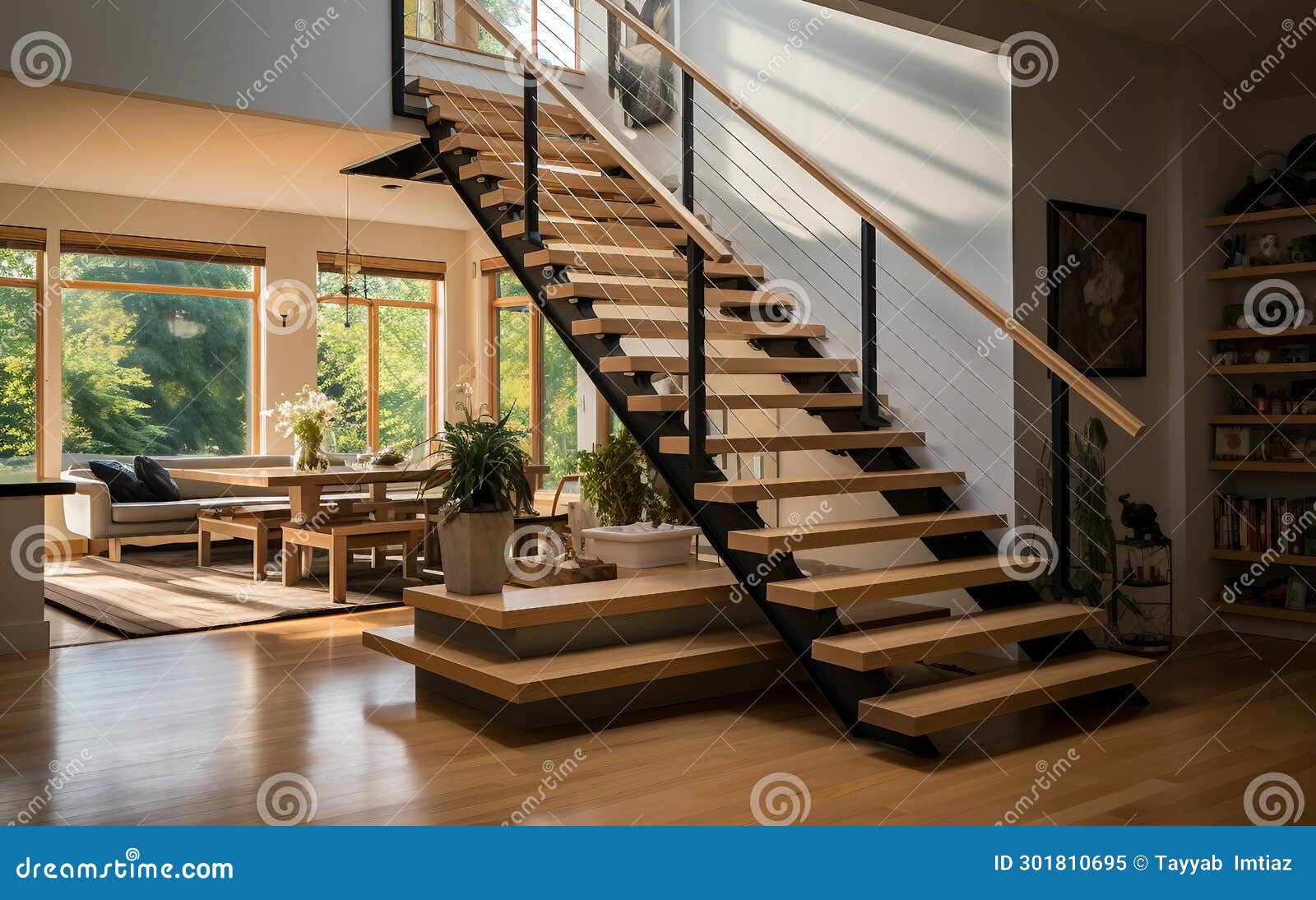 Open-riser Stairs on Generative Ai. Stock Illustration - Illustration ...