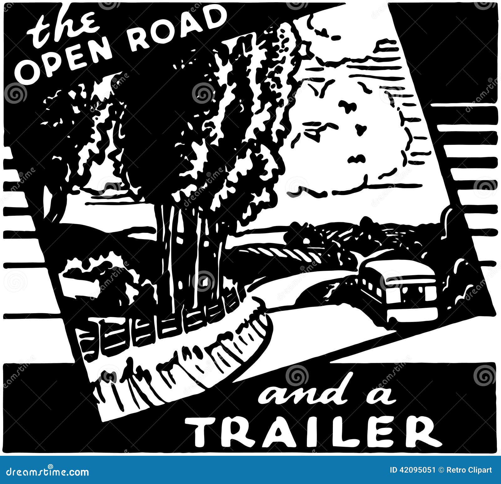 The Open Road stock vector. Illustration of hills, 1950s - 42095051