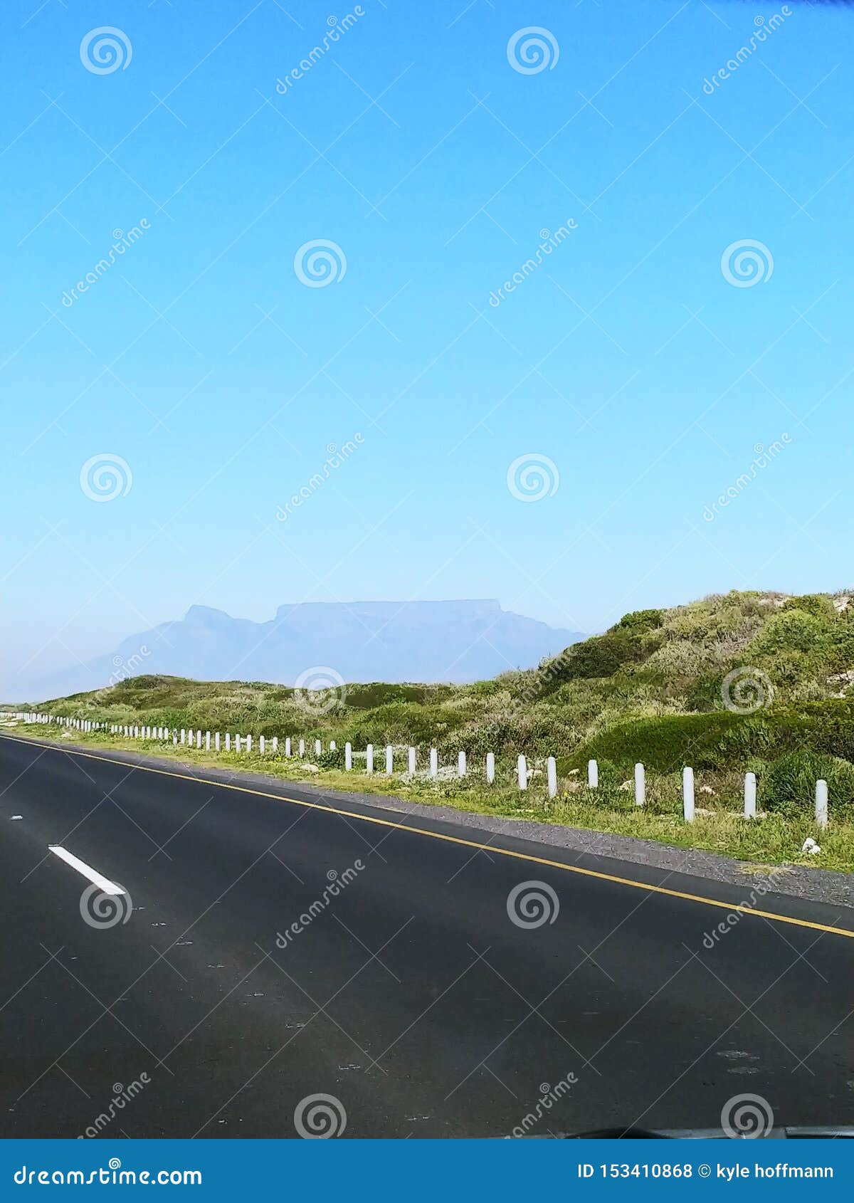 Open Road, Cape Town, Table Mountain Backdrop Stock Photo - Image of ...