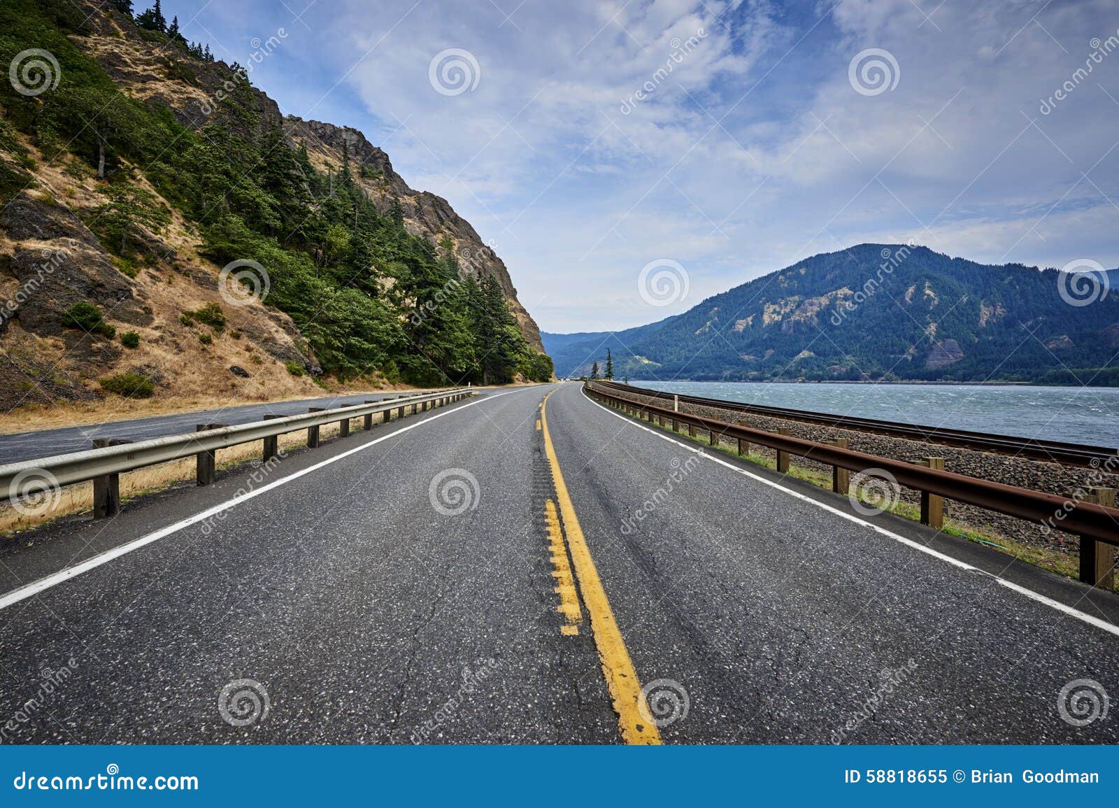 Open road stock image. Image of country, forest, river - 58818655