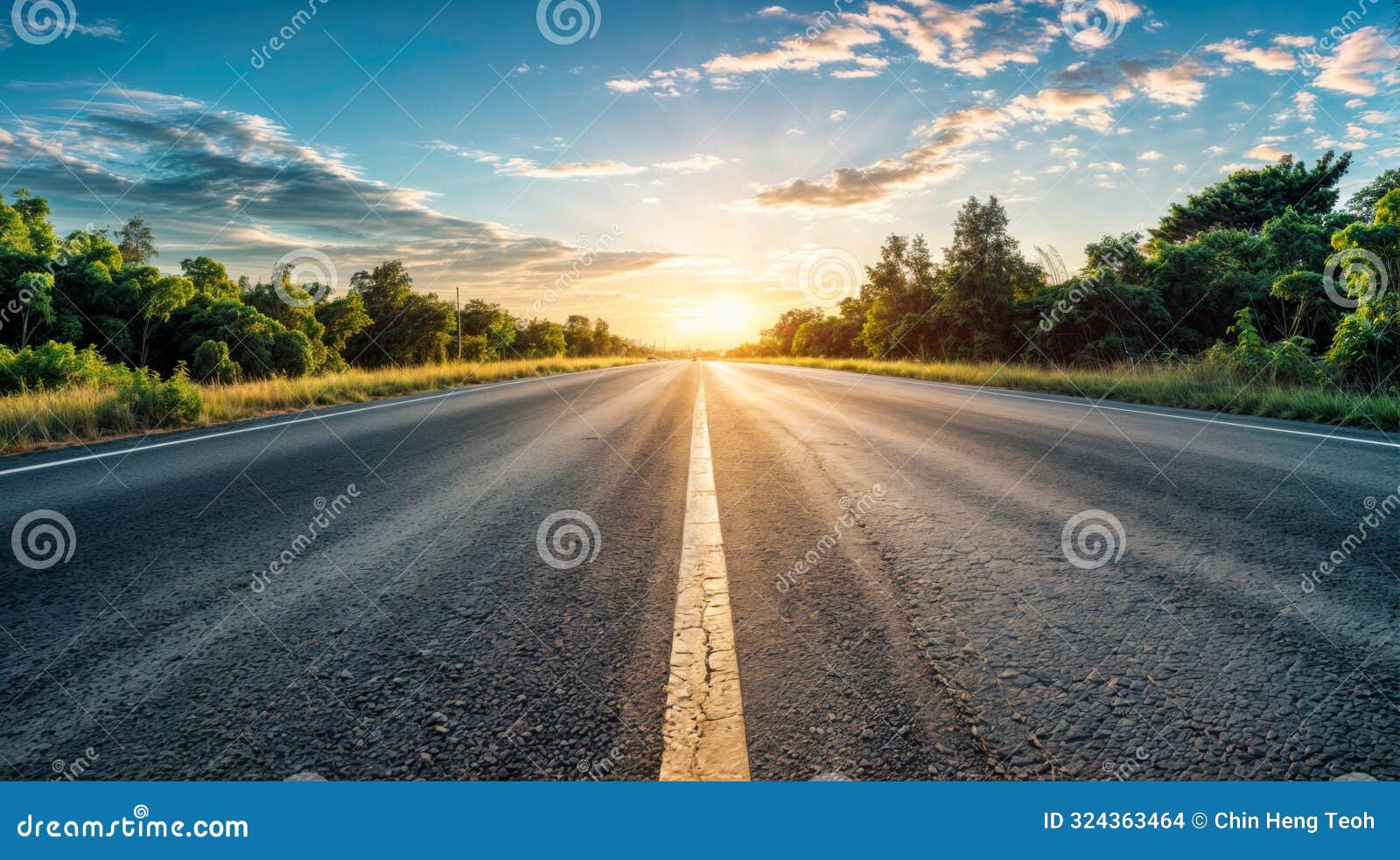 Open Road Stretching into the Horizon during Sunset Stock Photo - Image ...