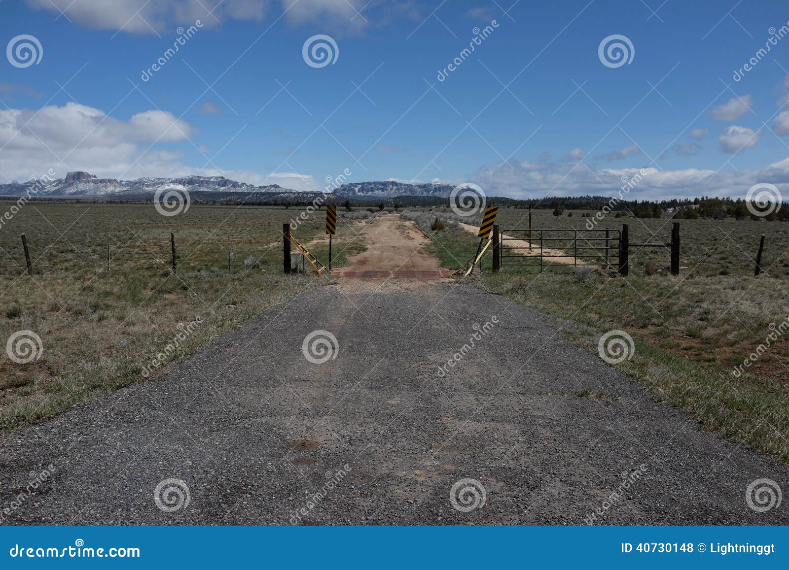 Open Road stock photo. Image of paths, fence, gate, road - 40730148