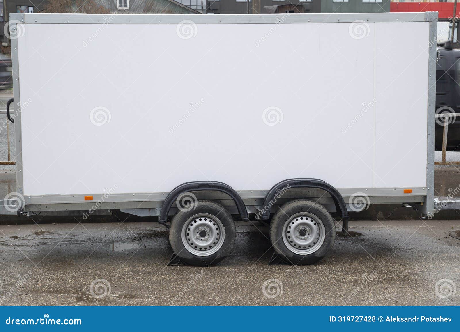 Open Road Trailer. Shop Selling Car Trailers Stock Photo - Image of ...
