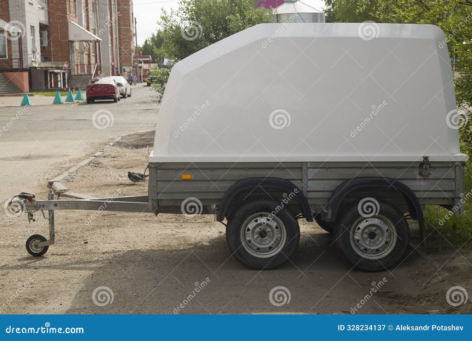 Open Road Trailer. Shop Selling Car Trailers Stock Image - Image of ...