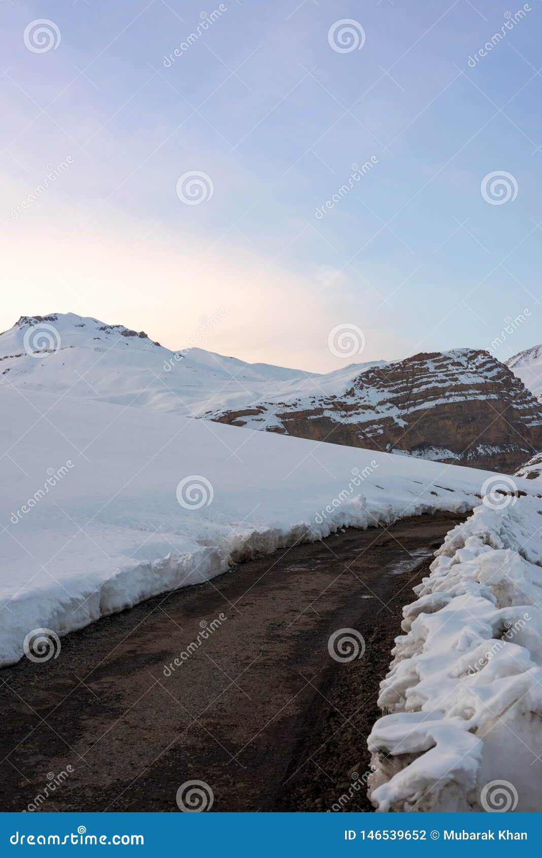 Open Road in Winter in Himalayas of India Stock Photo - Image of ...