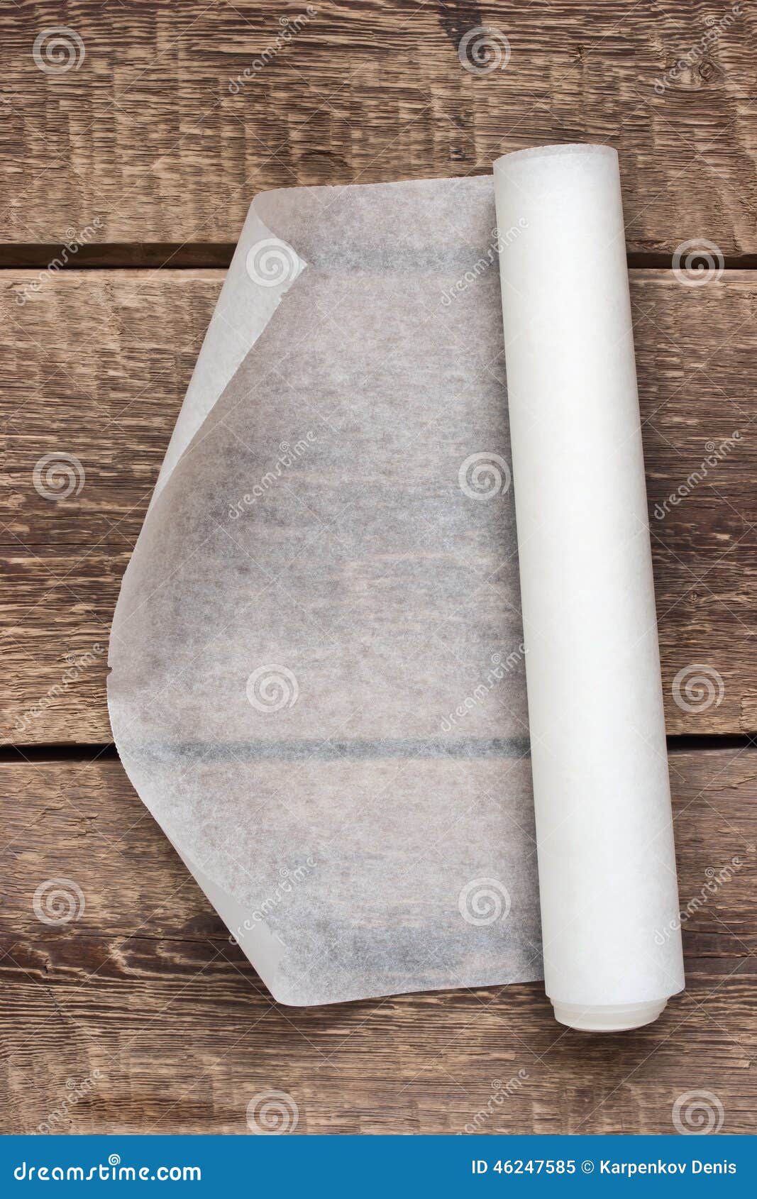 An Open Roll of Paper on the Wooden Table Background Stock Image ...