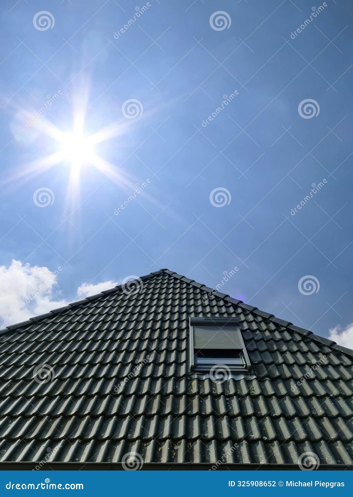 New Open Roof Window On Shingles Flat Polymeric Roof-tiles Stock Image ...