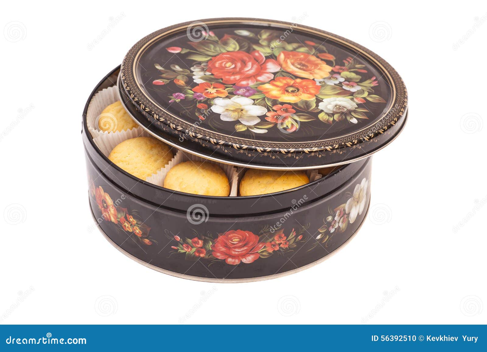 Open Round Box with Cookies Stock Photo - Image of dessert, diet: 56392510