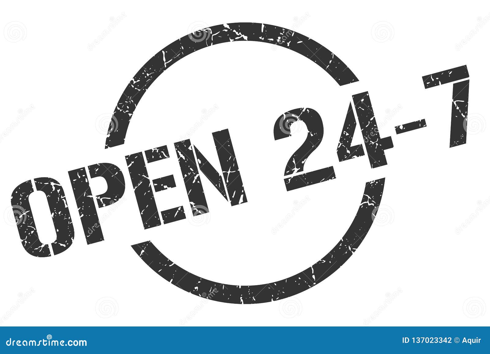 Open 24 7 stamp stock vector. Illustration of sticker - 137023342