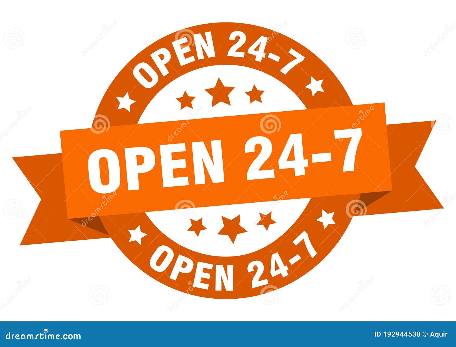 Open 24 7 Round Ribbon Isolated Label. Open 24 7 Sign Stock Vector ...