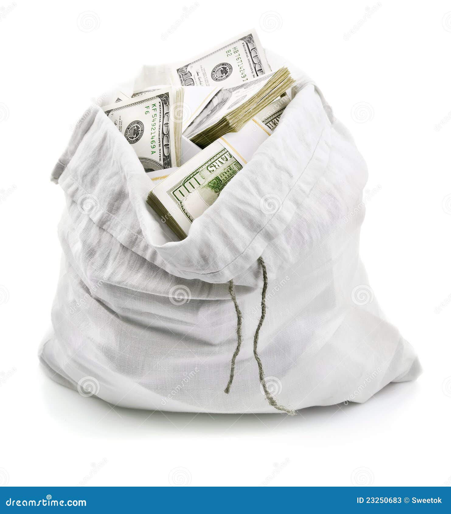 Open Sack Full of Money Dollars Stock Image - Image of batch, rope ...