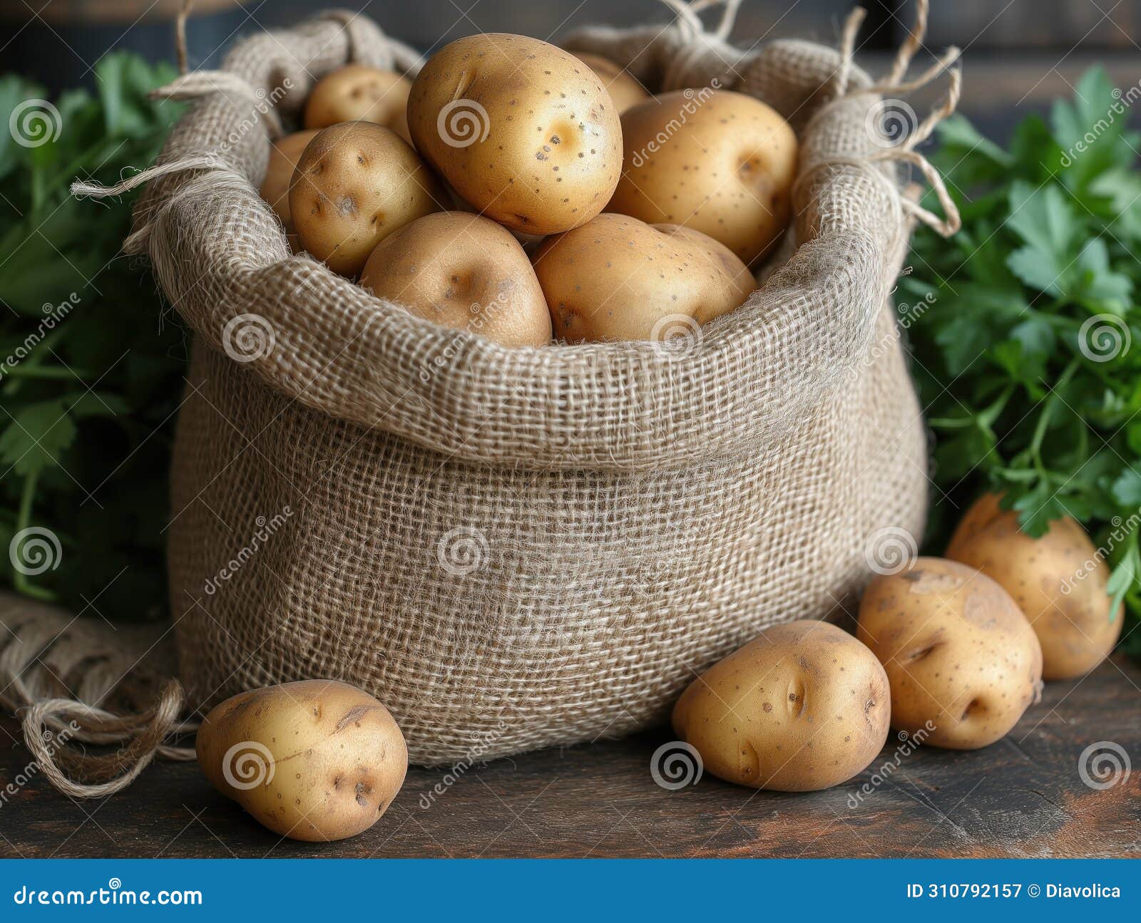Open sack with potatoes stock illustration. Illustration of ripe ...