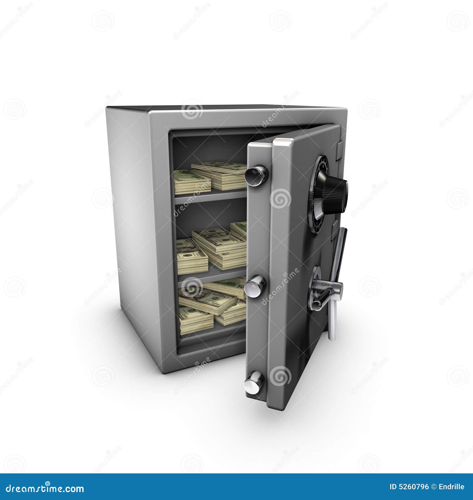 Open Safe with Dollar Notes Inside Stock Illustration - Illustration of ...