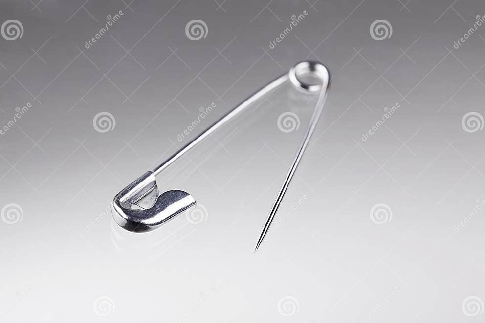 , Open Safety Pin on Grey Background Stock Photo - Image of safety ...