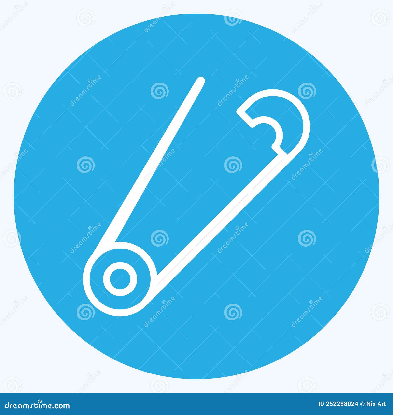 Open Safety Pin Icon in Trendy Blue Eyes Style Isolated on Soft Blue ...