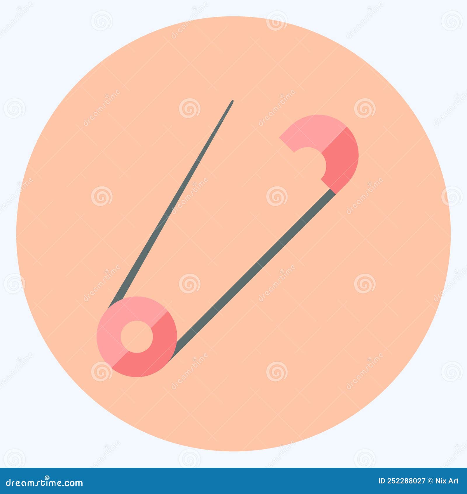 Open Safety Pin Icon in Trendy Flat Style Isolated on Soft Blue ...