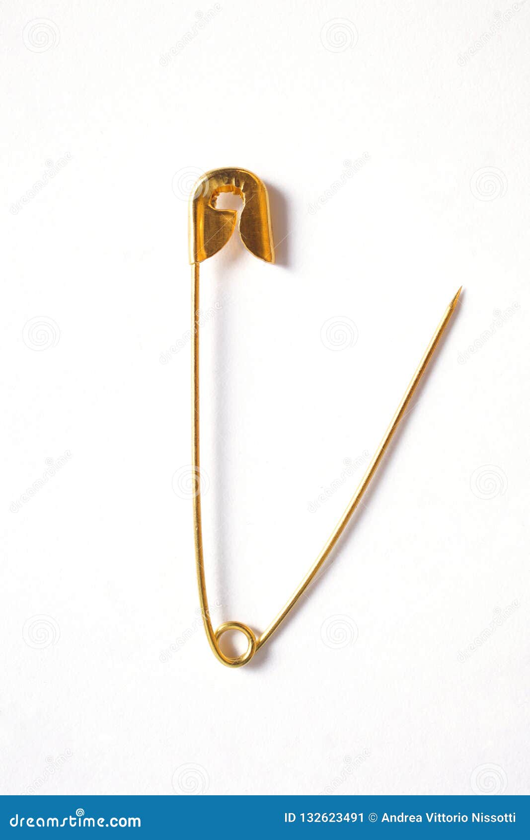 Open Safety Pin Isolated on White Background with Copy Space for Your ...