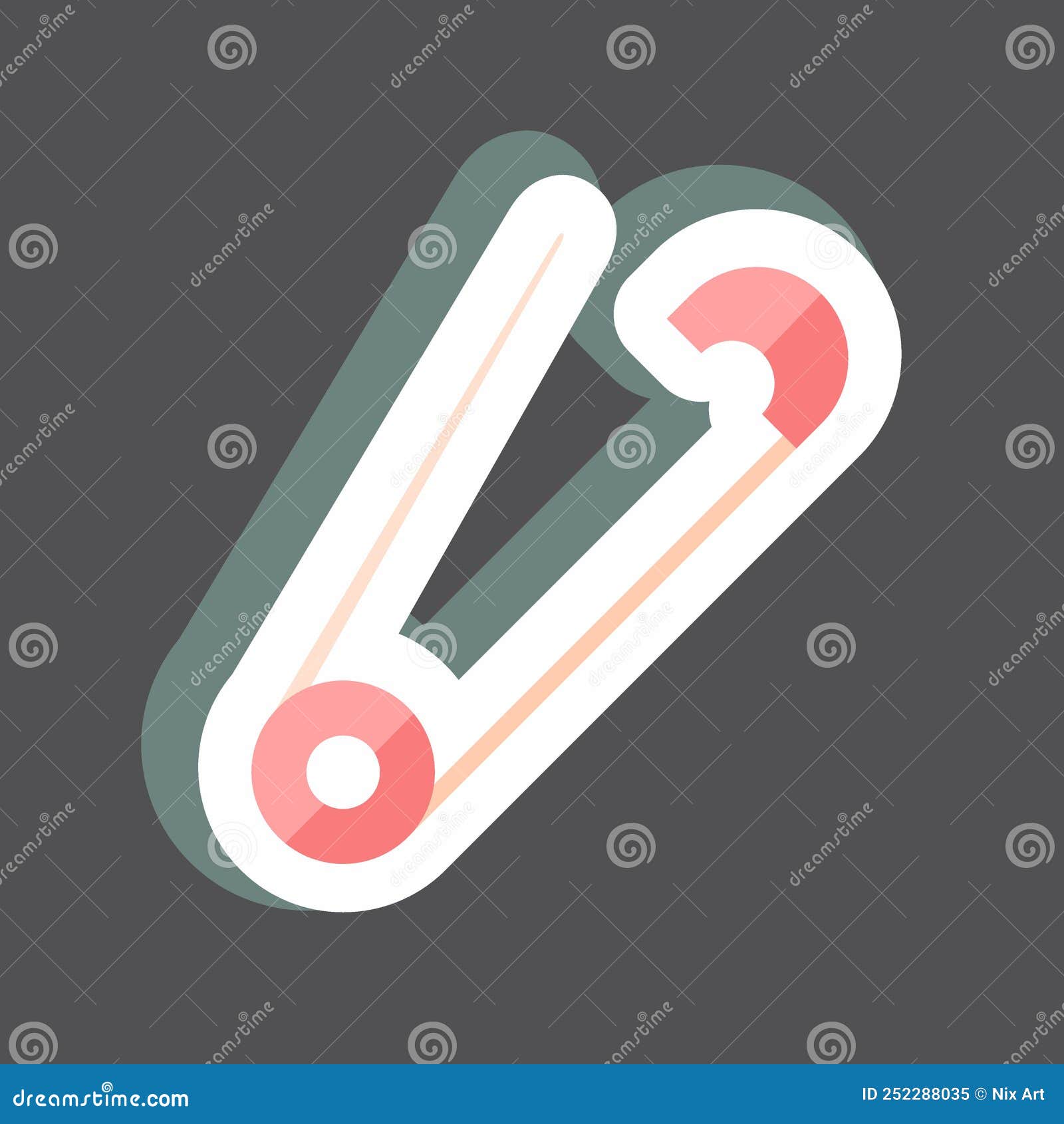 Open Safety Pin Sticker in Trendy Isolated on Black Background Stock ...