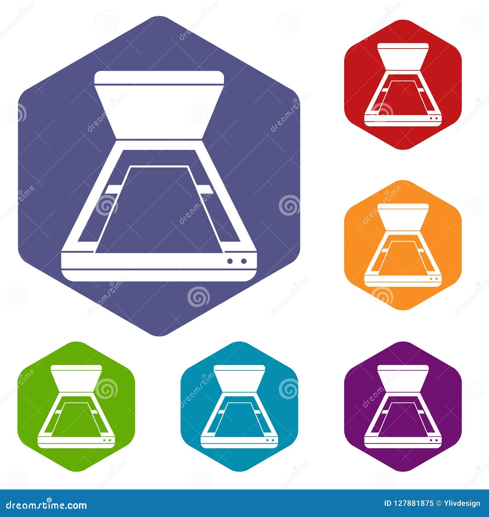 Open scanner icons set stock vector. Illustration of plastic - 127881875