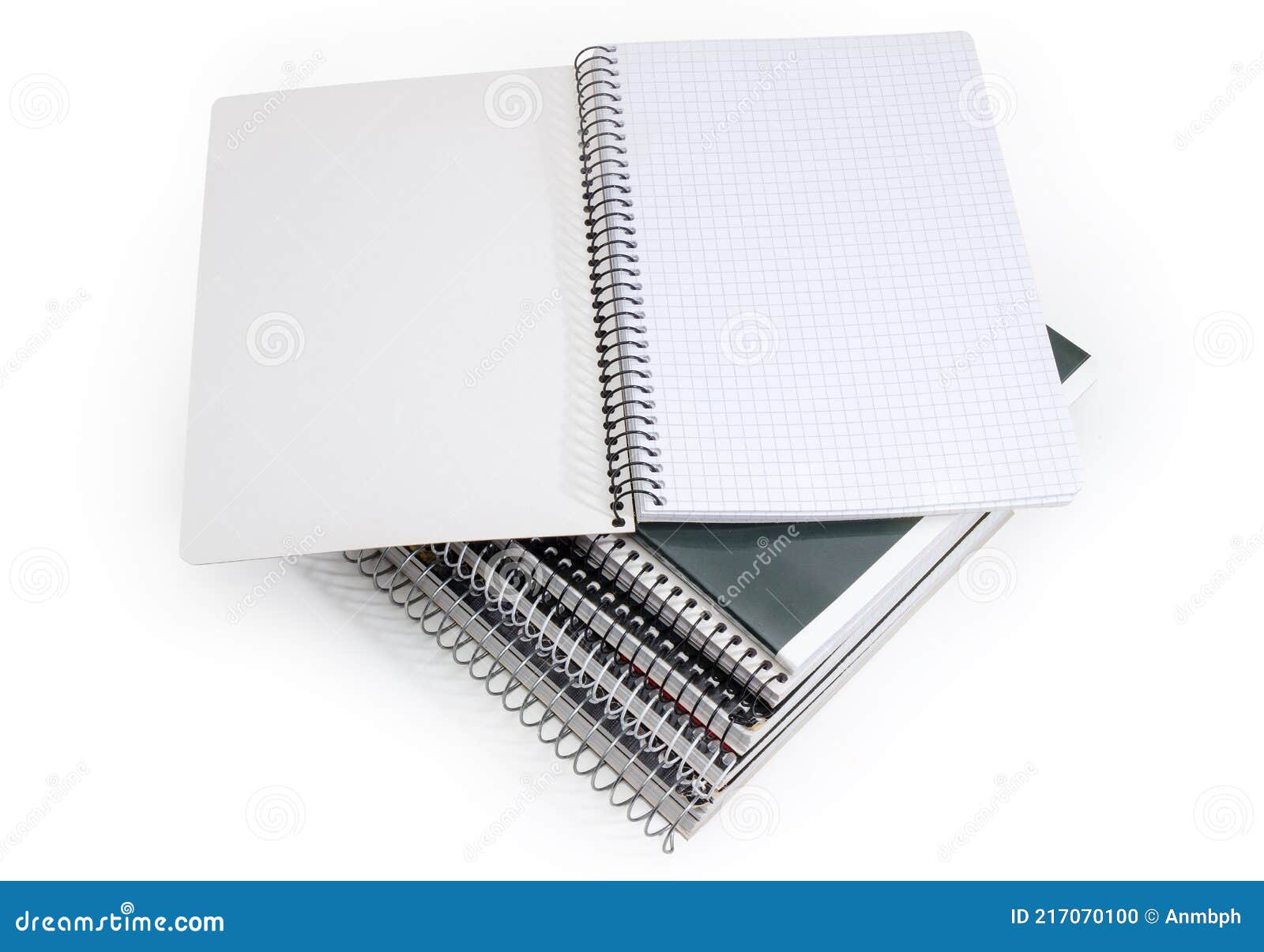 Open School Exercise Book Lies on Other Exercise Books Stack Stock ...