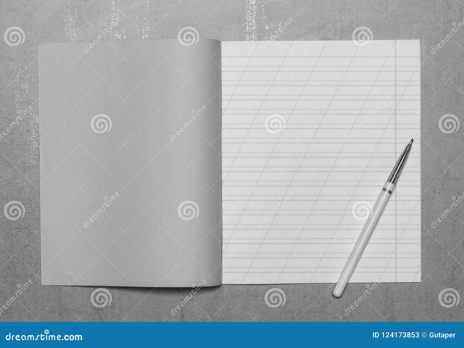 Open School Notebook in a Narrow Line with Slash for Learning Spelling ...