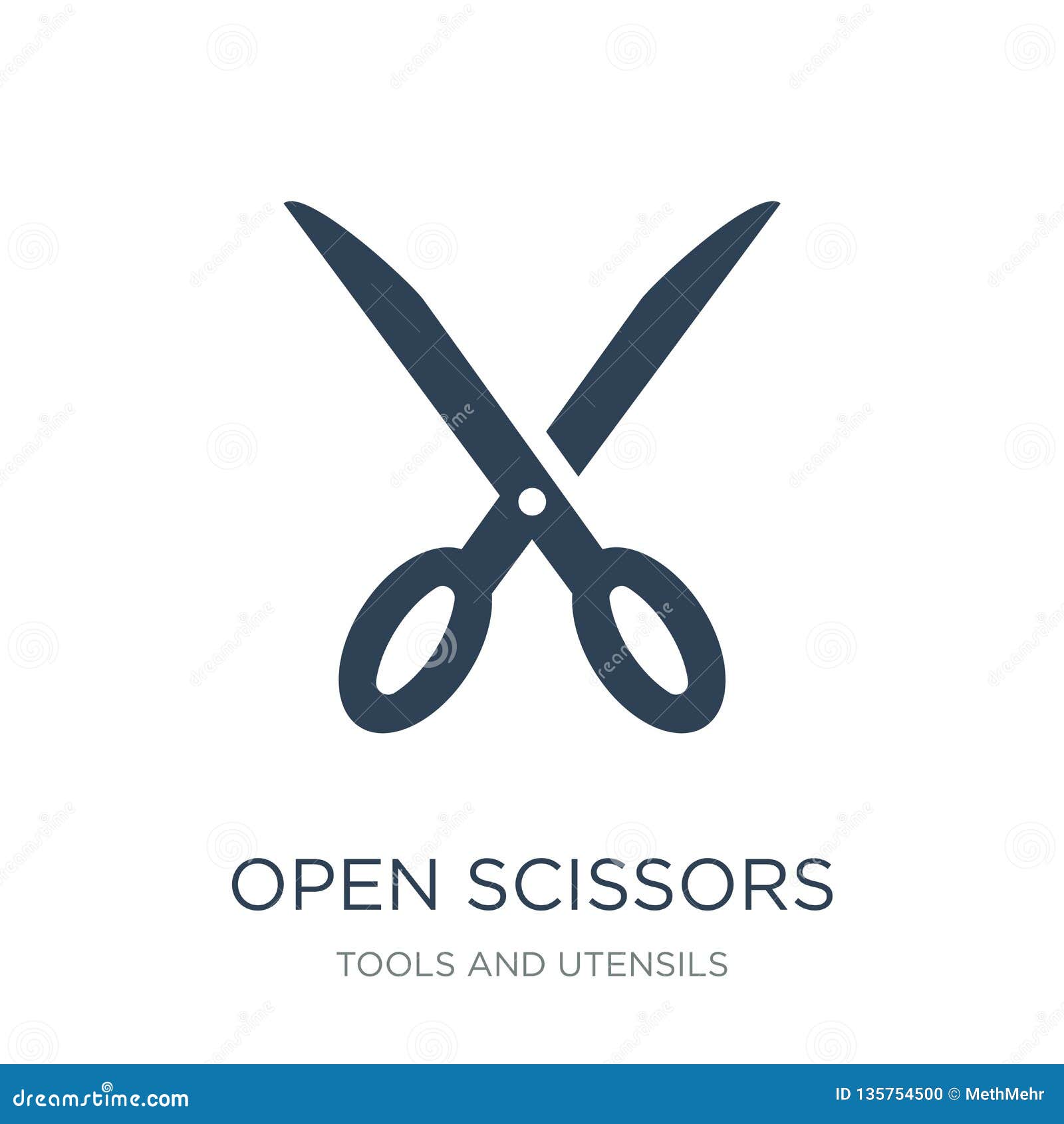 Open Scissors Icon in Trendy Design Style. Open Scissors Icon Isolated ...
