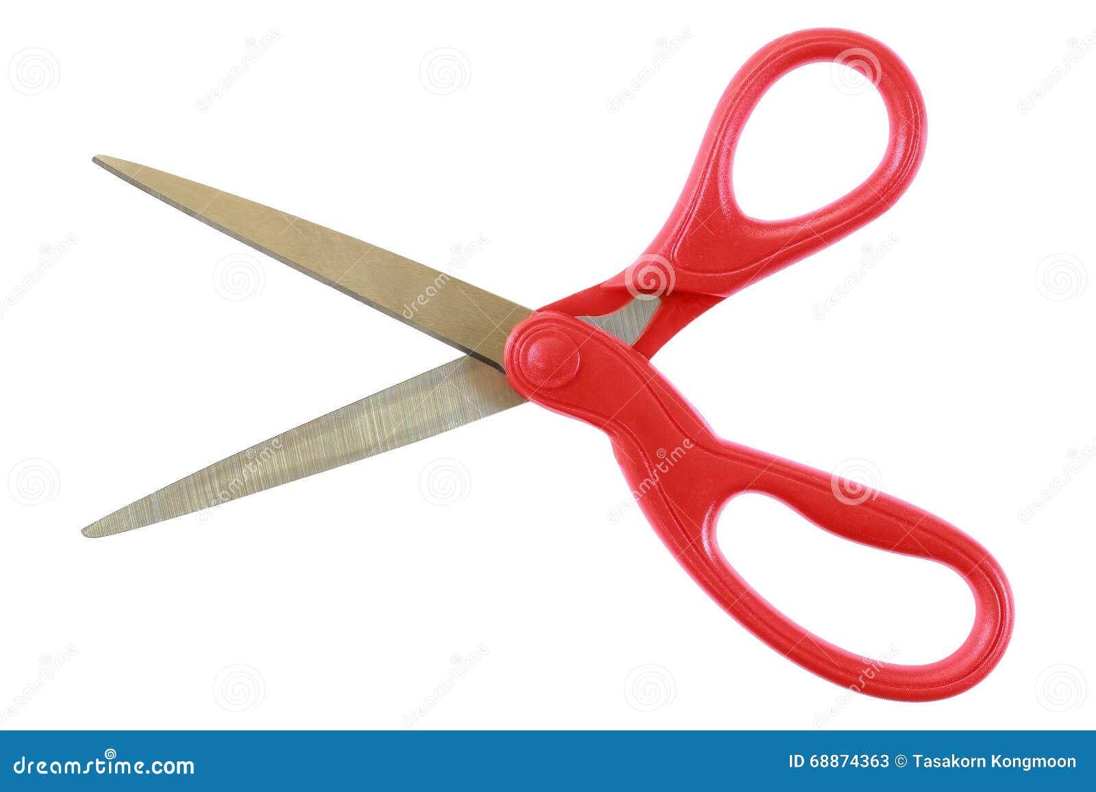 Open Scissors with Red Handle Isolated on White Stock Image - Image of ...