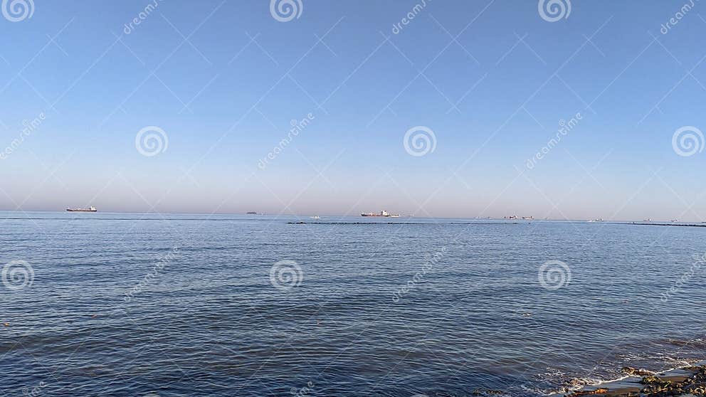 The Open Sea Seen from the Beach Stock Image - Image of morning, coast ...