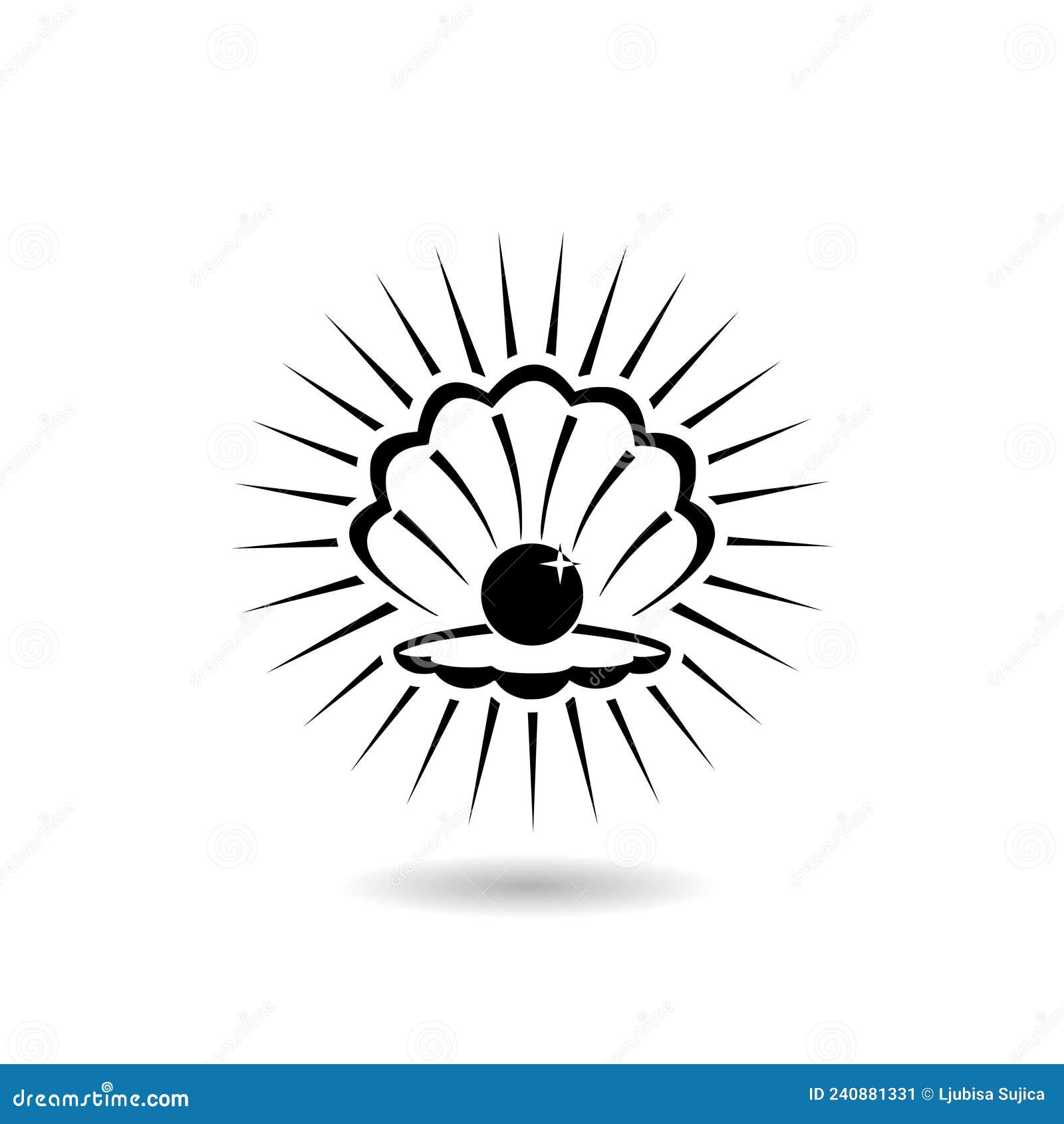 Open Sea Shell Icon with Shadow Stock Vector - Illustration of scallop ...