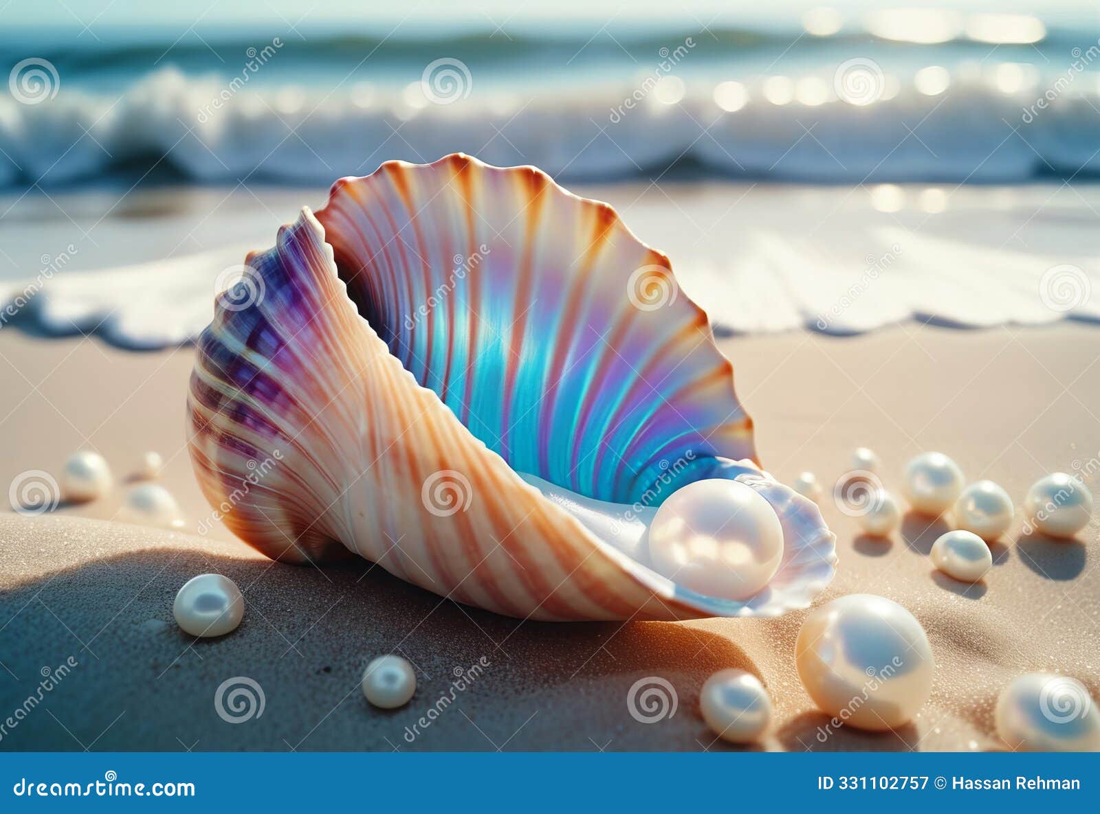 An Open Sea Shell with a Pearl Inside Stock Illustration - Illustration ...