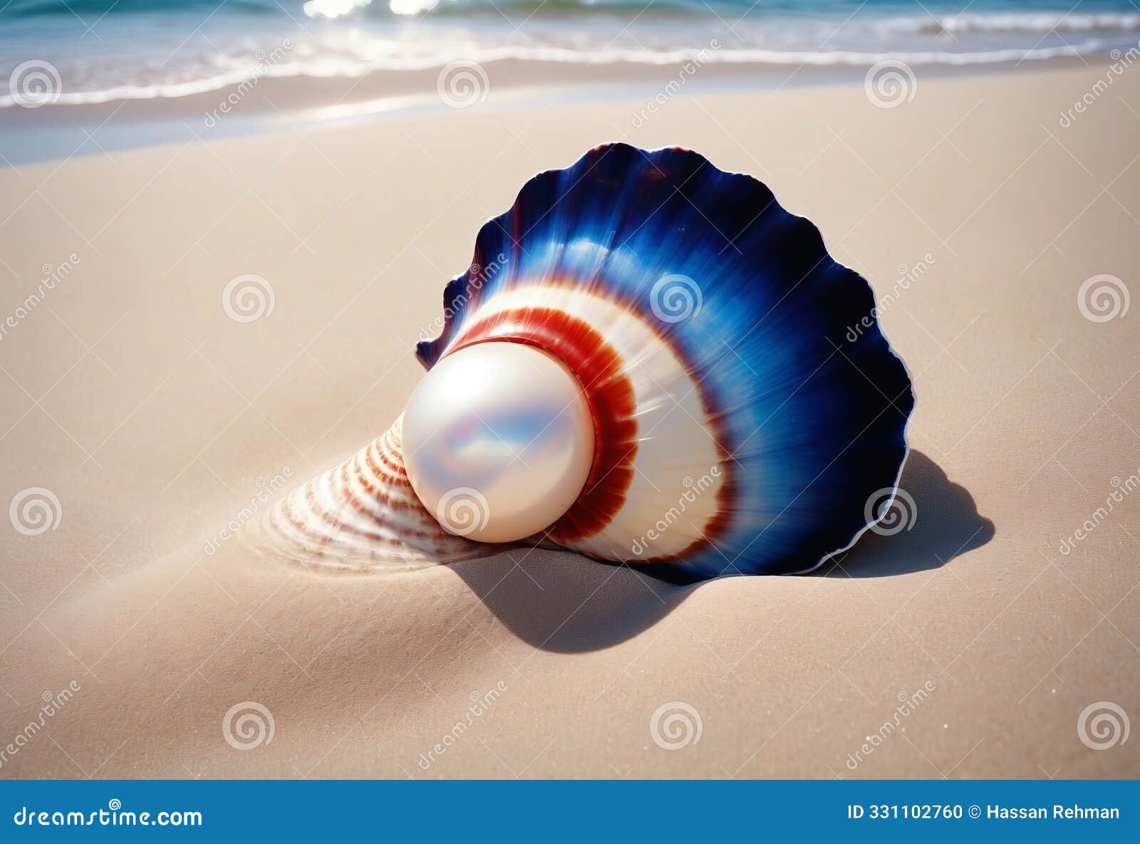 An Open Sea Shell with a Pearl Inside Stock Illustration - Illustration ...