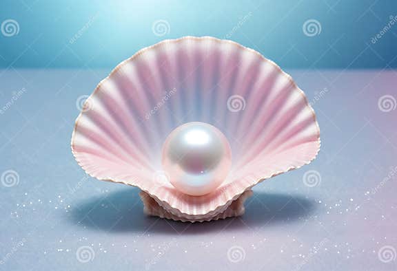 An Open Sea Shell with a Pearl Inside Stock Illustration - Illustration ...