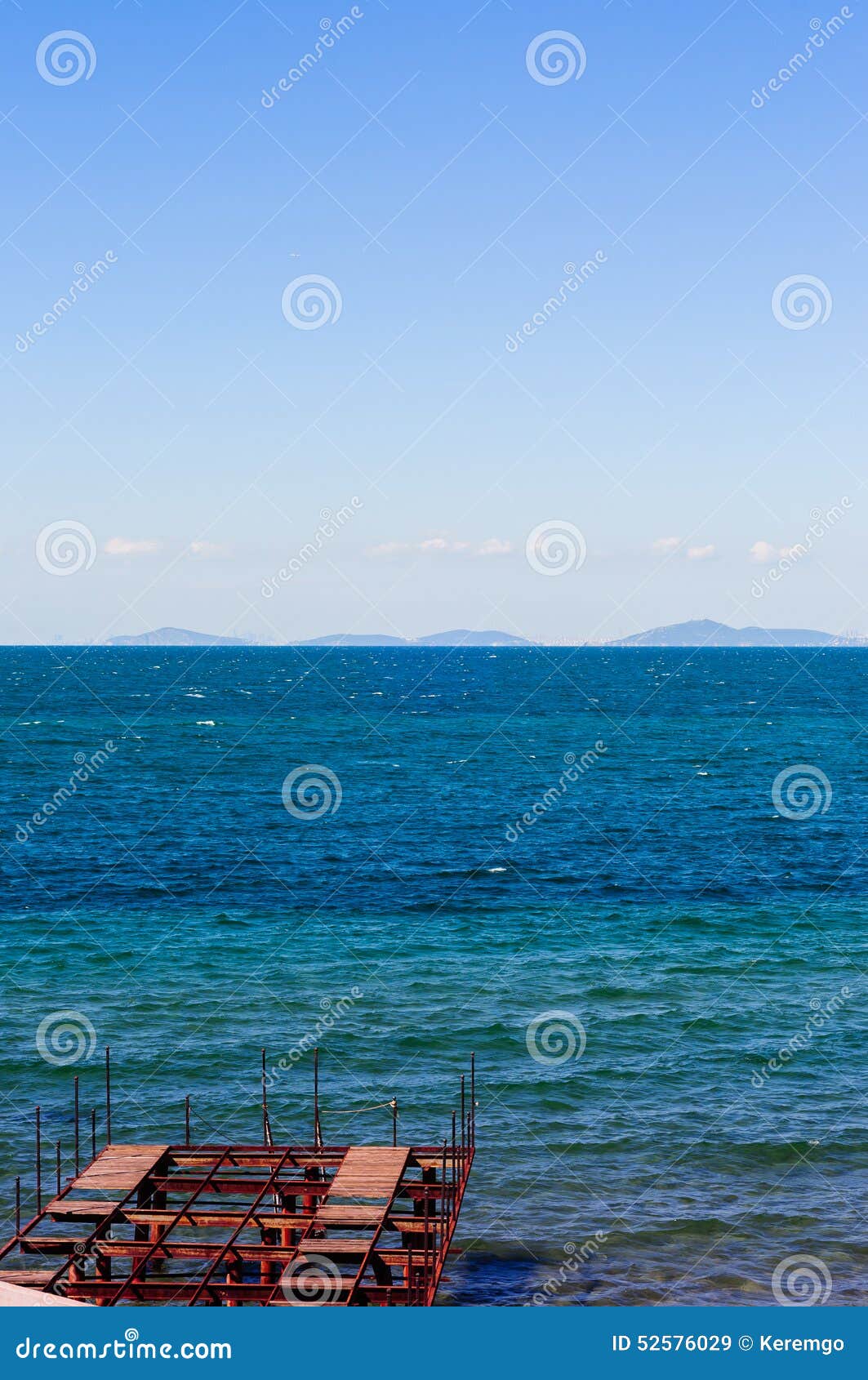 Open Sea View with Pier Under Construction Stock Image - Image of vivid ...