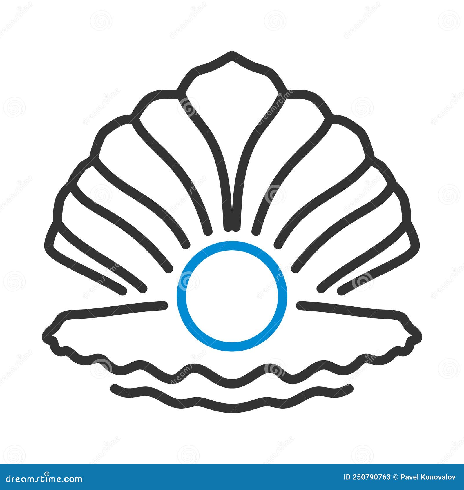 Open Seashell Icon stock vector. Illustration of ocean - 250790763