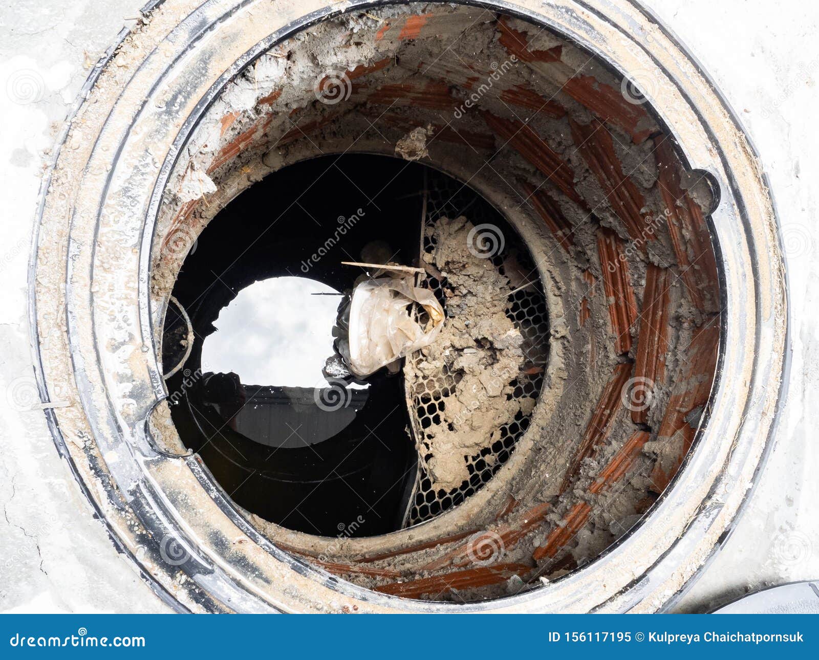 Open Septic Tank Unsecured,Construction Bricks,Water Black,Sand Mortar ...