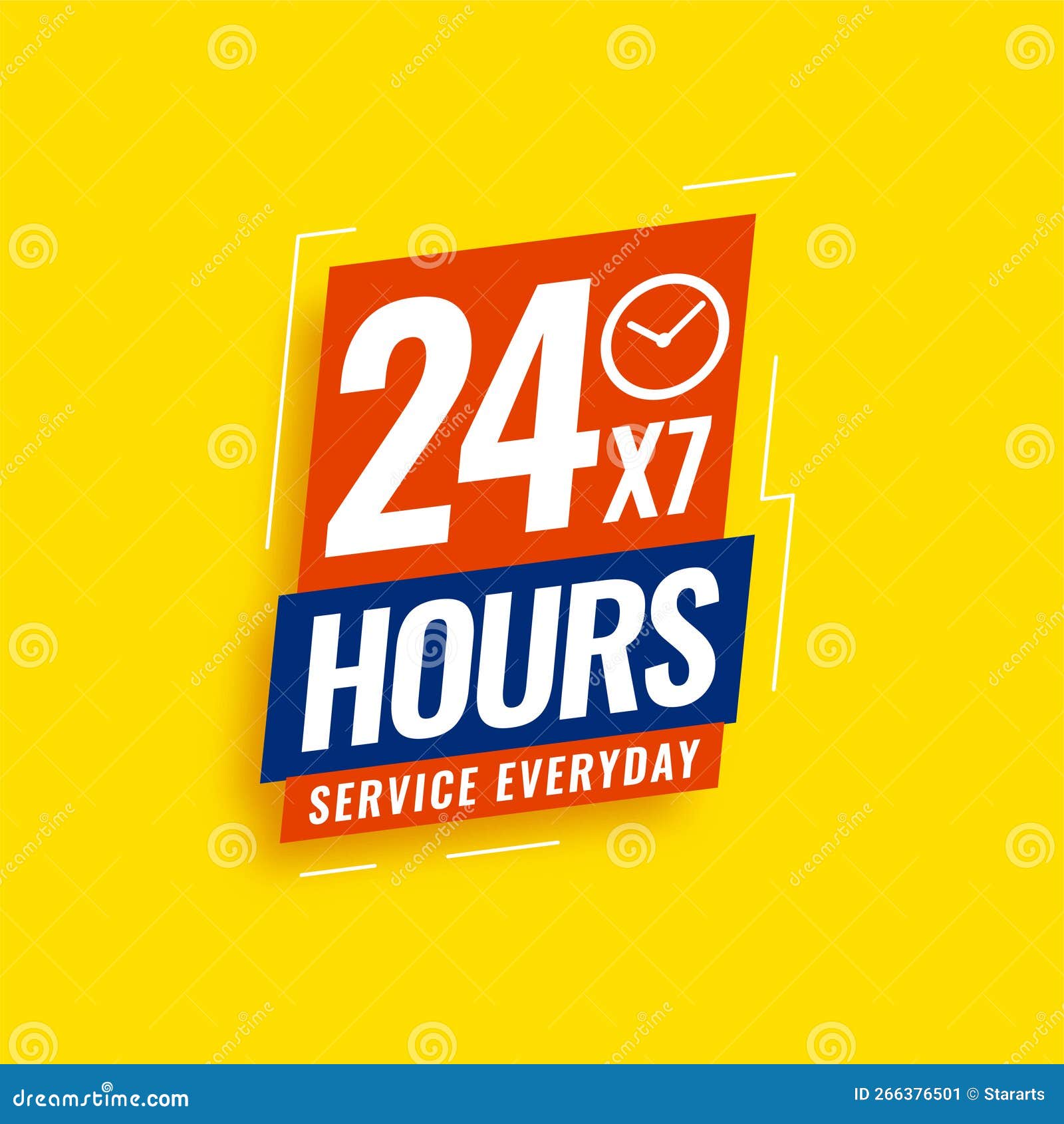 Open Service Available for 24 Hours and 7 Days with Clock Sign Stock ...