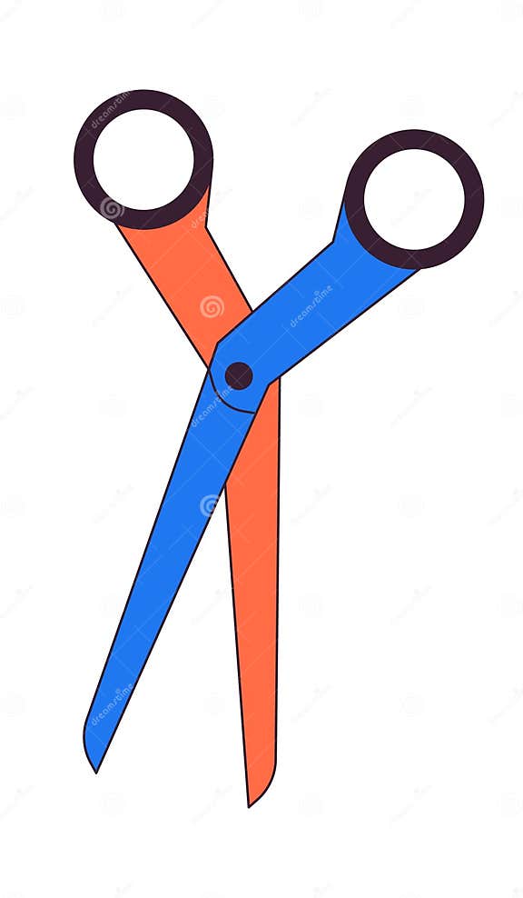 Open Sharp Scissors 2D Linear Cartoon Object Stock Vector ...
