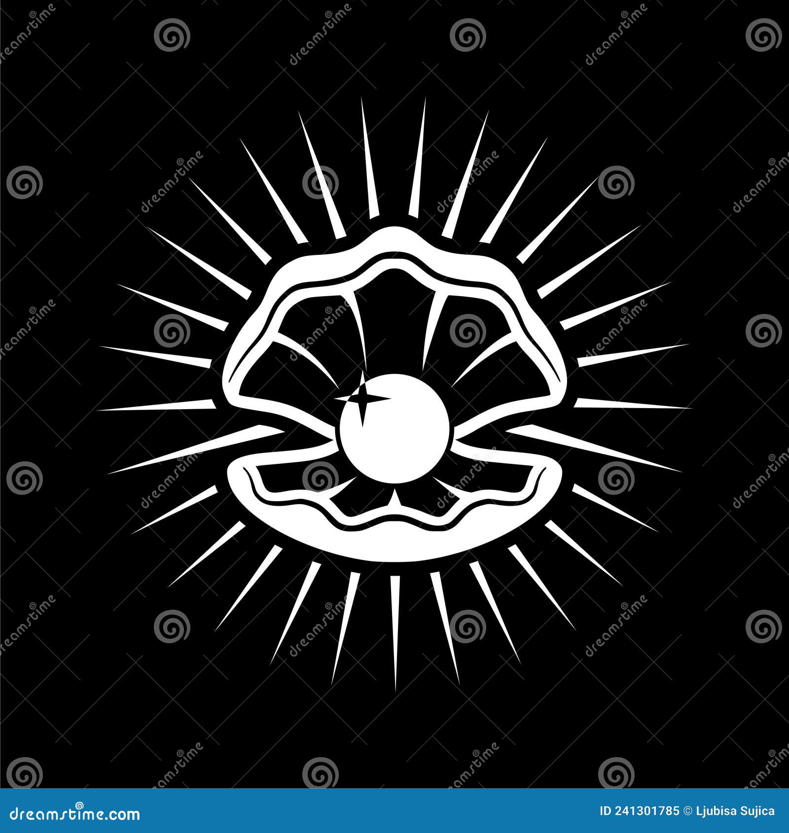 Open Shell with Pearl Icon Isolated on Dark Background Stock Vector ...