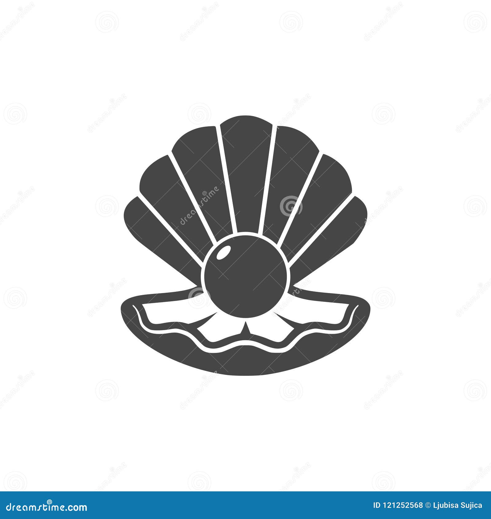 Open Shell with a Pearl Icon Stock Illustration - Illustration of coral ...