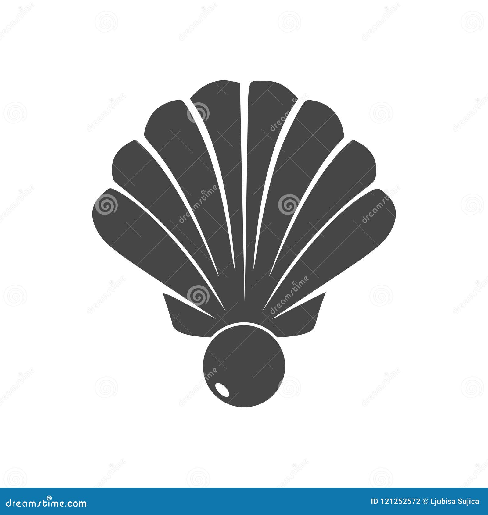 Open Shell with a Pearl Icon Stock Illustration - Illustration of ...