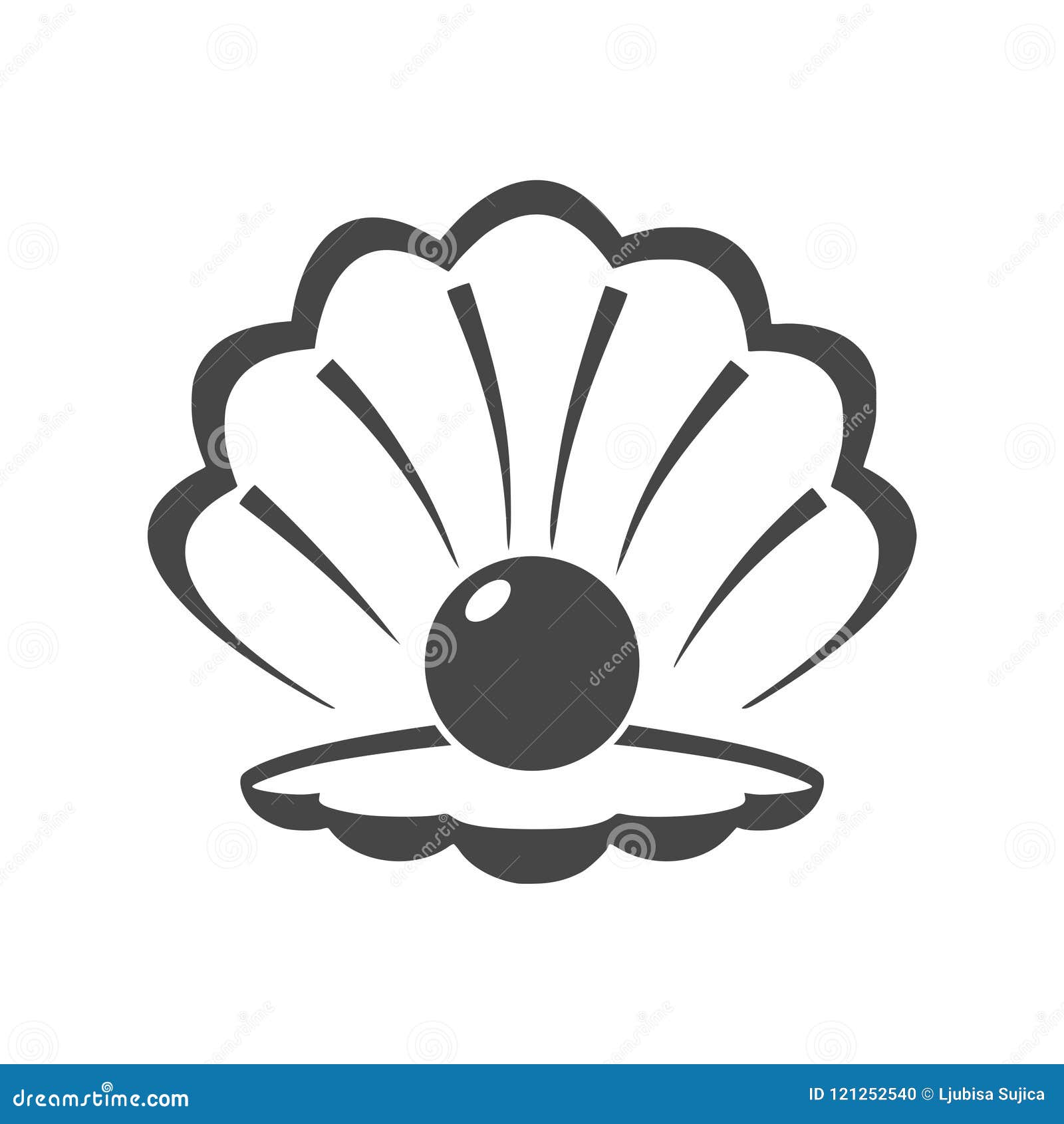 Open Shell with a Pearl Icon Stock Vector - Illustration of bijouterie ...