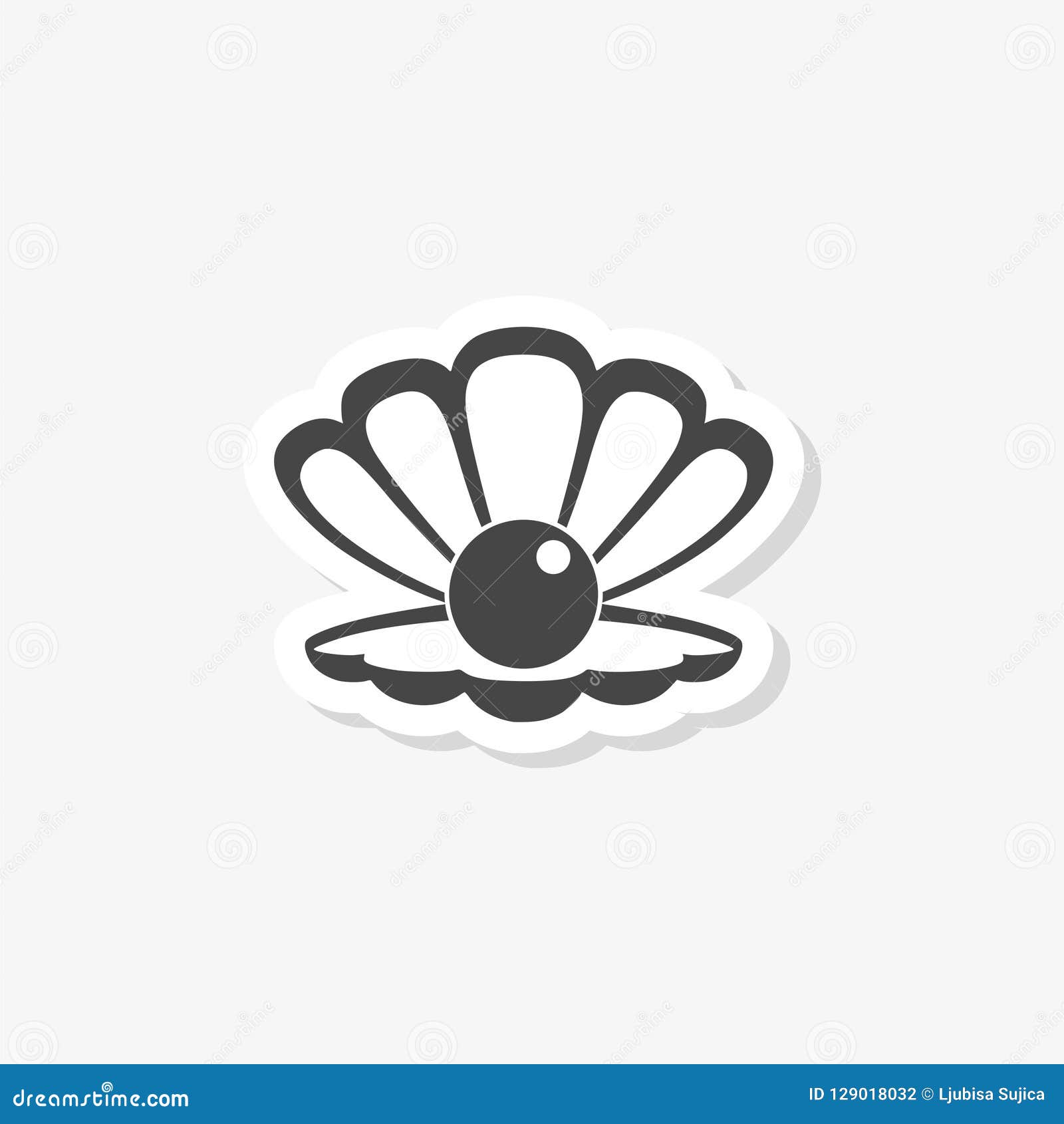 Open Shell with a Pearl Sticker Stock Vector - Illustration of ball ...